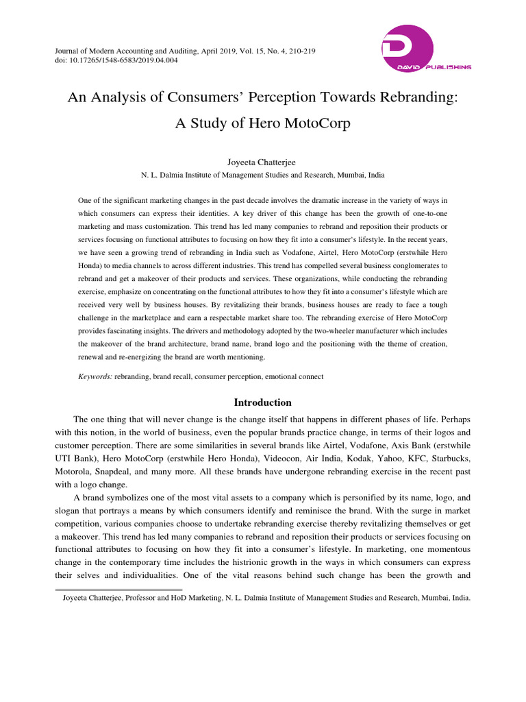 An Analysis of Consumers Perception Towa | PDF | Brand | Economies