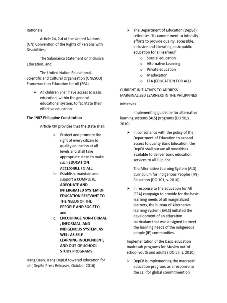 Rationale | PDF | Unesco | Schools