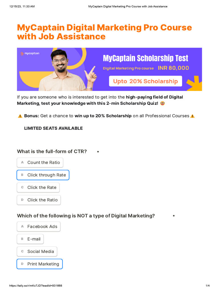 MyCaptain Digital Marketing Pro Course With Job Assistance | PDF | Digital Marketing | Marketing