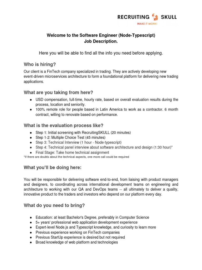 Software Engineer - (Node-Typescript) | PDF | Software | Software ...