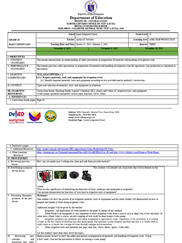 q3-TLE 10-Wk1 DLL | PDF | Irrigation | Learning q3-TLE 10-Wk1 DLL | PDF | Irrigation | Learning