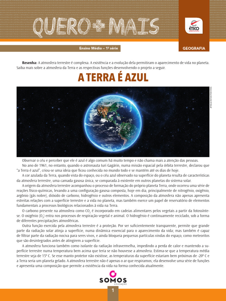 A Terra É Azul | PDF | Terra | Atmosfera