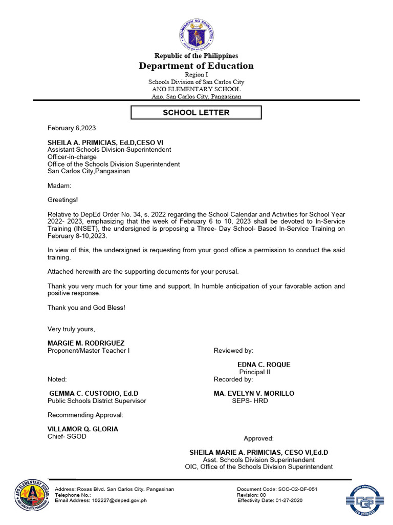 51.-SCC - C2 - QF - 051 - School-Letter Request | PDF | Philippines