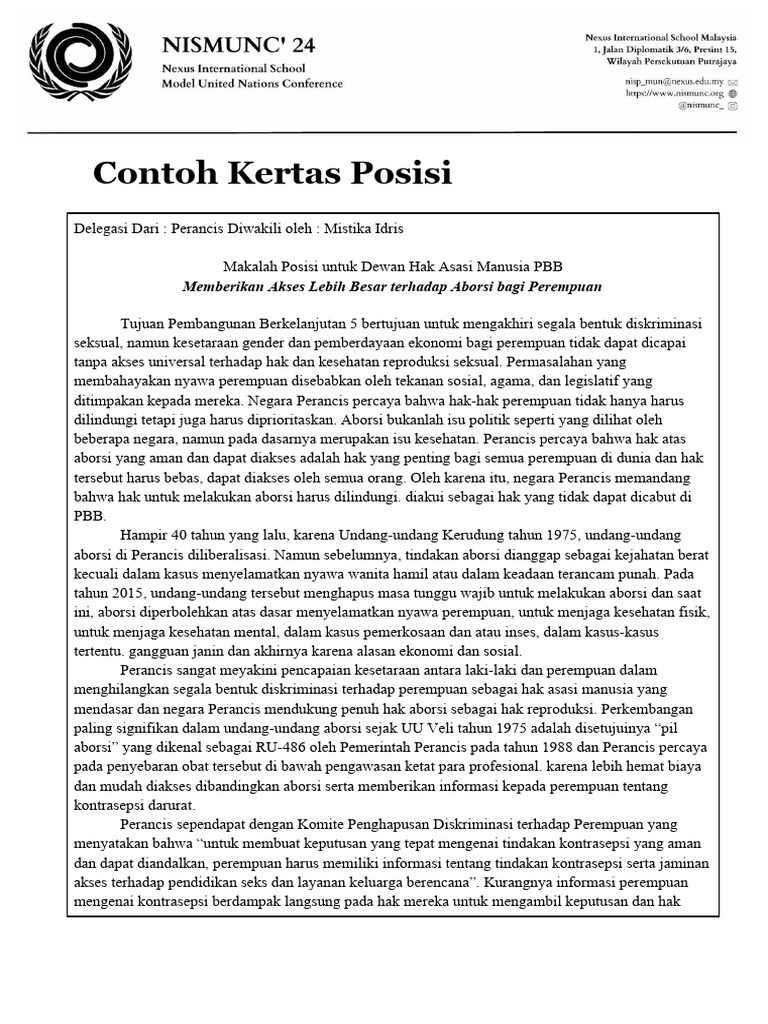 Sample Position Paper | PDF