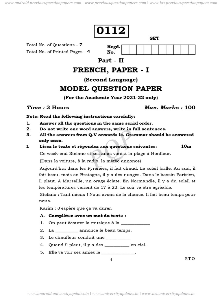 Examen de Français - Questions et Instructions | PDF | Linguistique