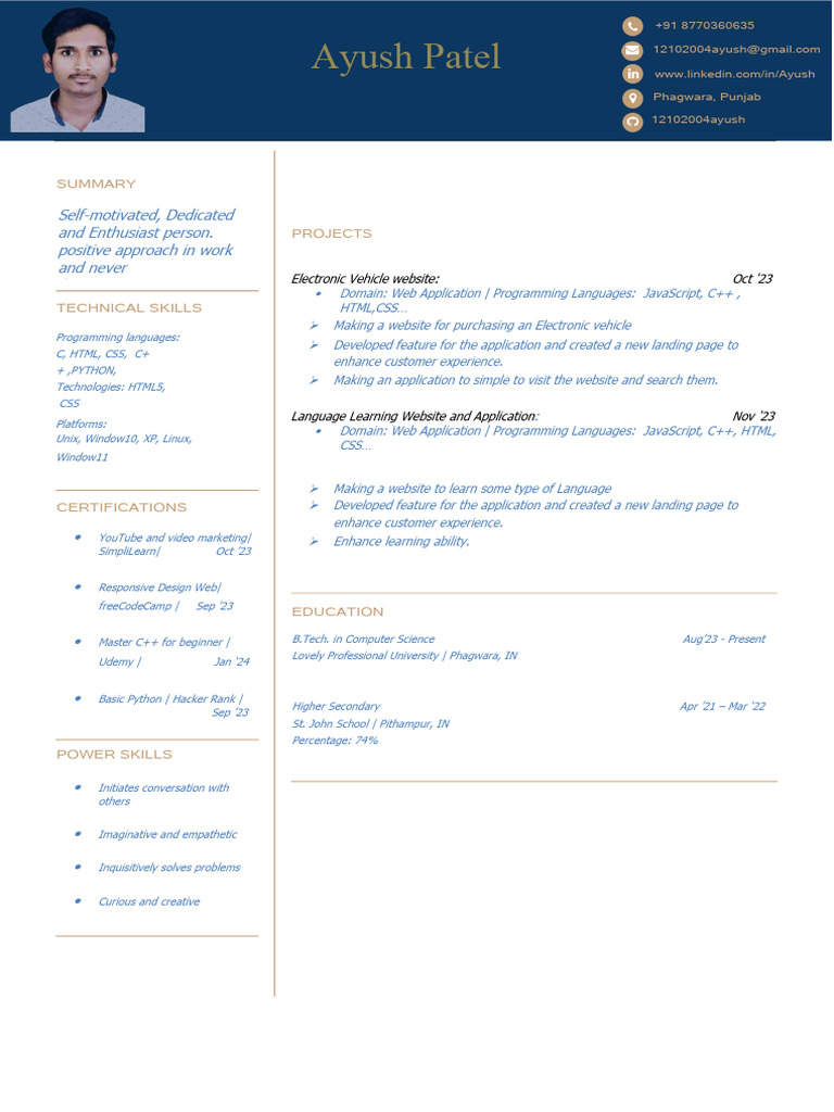 Ayush CV | PDF