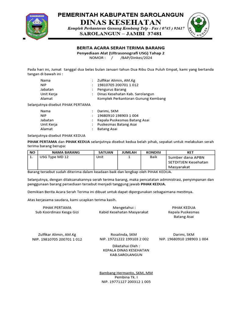 BAP USG Batang Asai | PDF