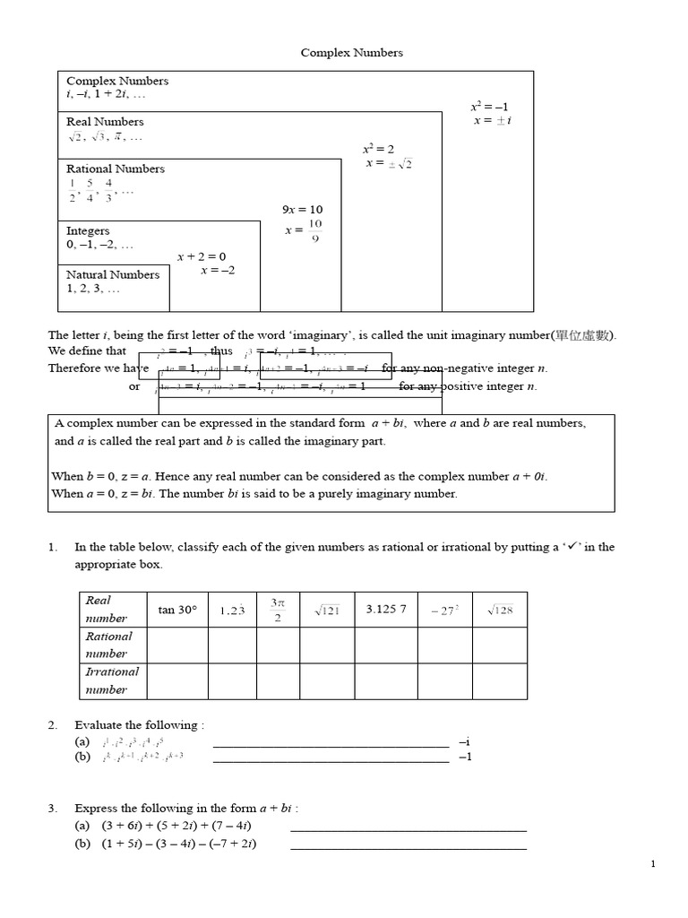 1 Complex Numbers | PDF | Numbers | Complex Number