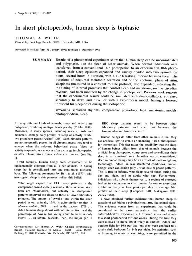 Journal of Sleep Research - June 1992 - WEHR - in Short Photoperiods ...