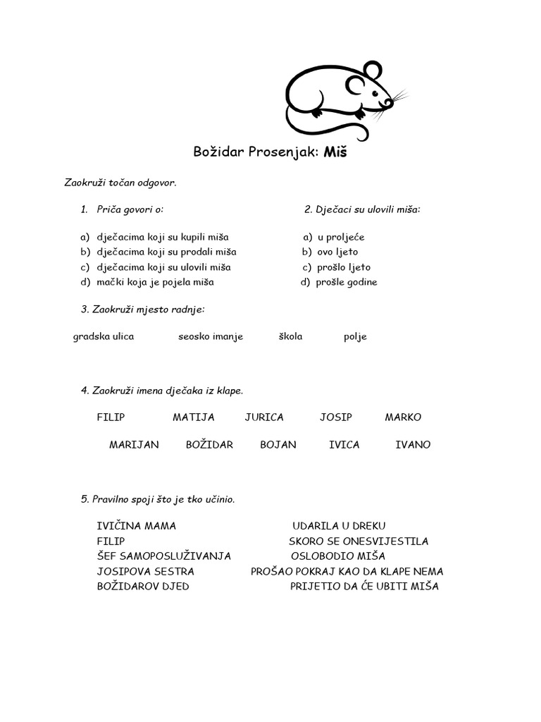 Miš+ +List+Za+Lektiru | PDF Miš+ +List+Za+Lektiru | PDF