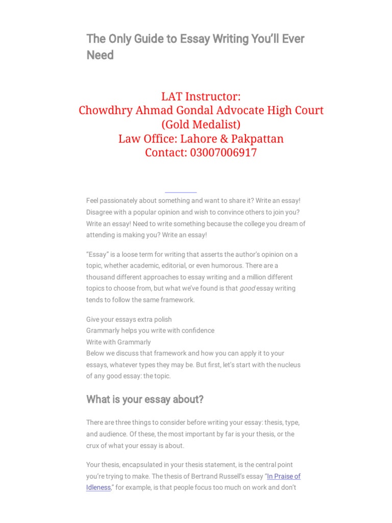 LAT Essay Guidelines 1 | PDF
