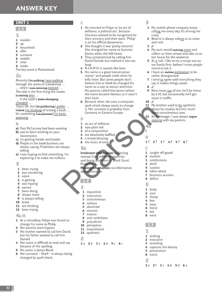 Advanced WB ANSWER KEYS | PDF