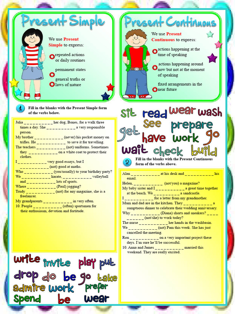 Present Simple Vs Present Continuous Fun Activities Games Grammar ...