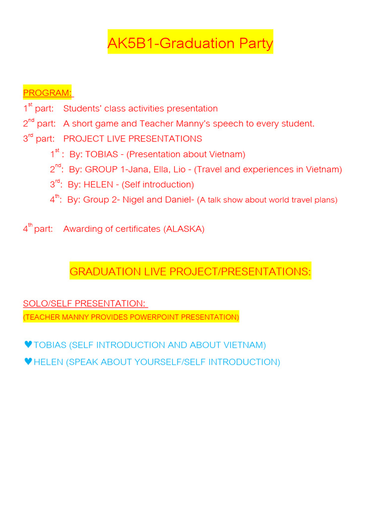 Ak5b1-Graduation Party Program | PDF