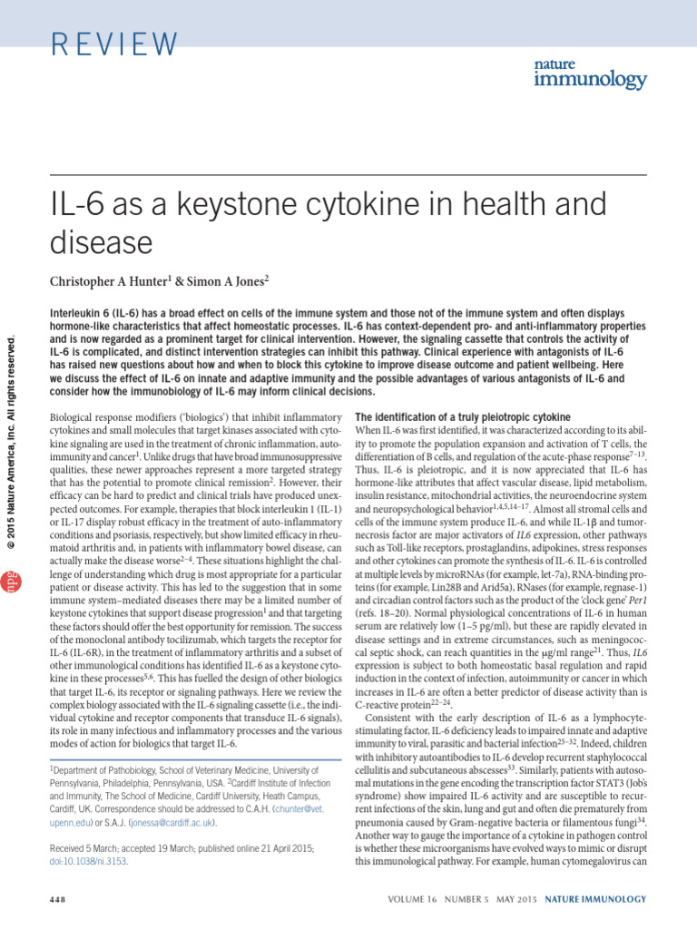Hunter 2015 | PDF | Interleukin 6 | Inflammation