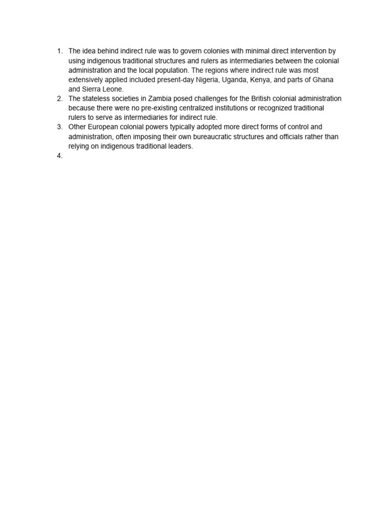 Indirect Rule in British Colonies Explained | PDF