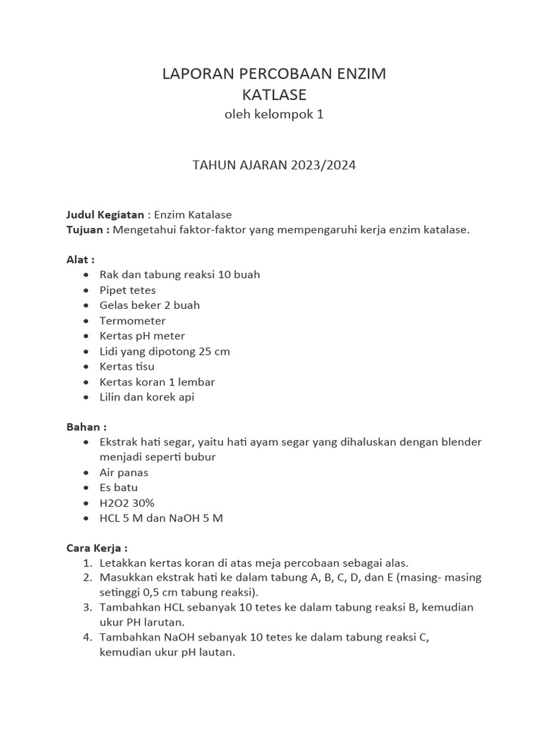 Enzim Katalase Biop | PDF