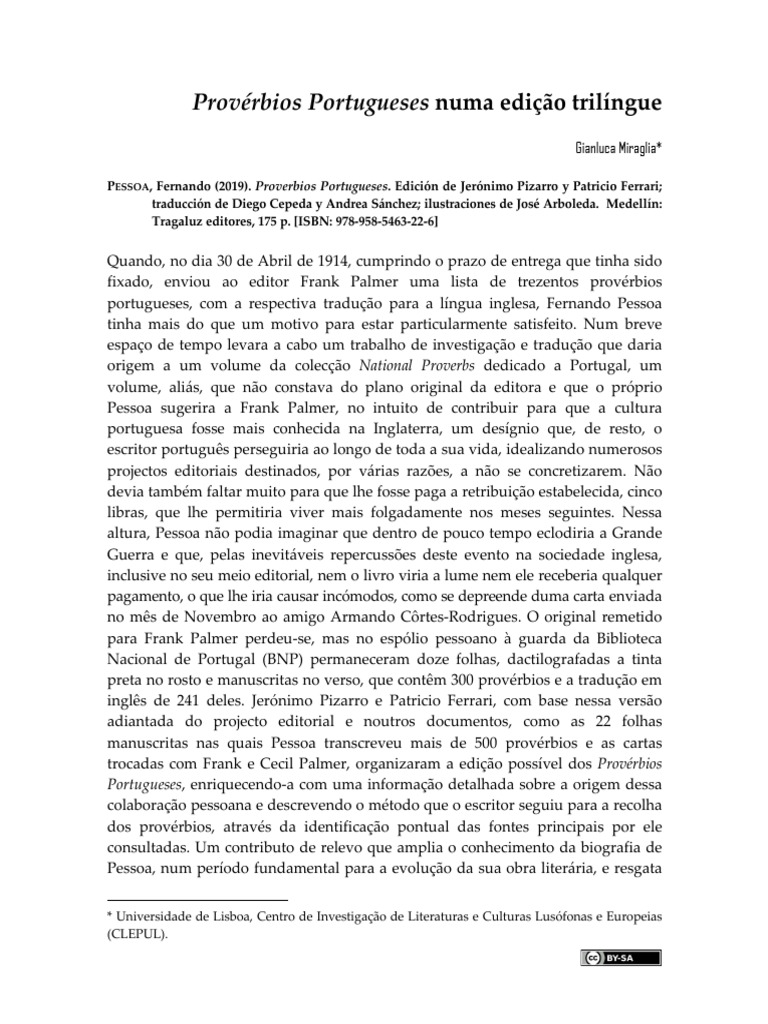 Proverbios Portugueses Numa Edicao Trili | PDF