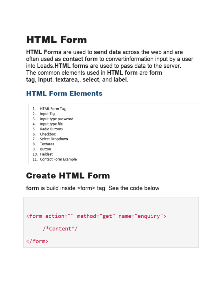 HTML Form | PDF