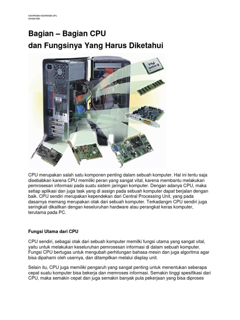 Bagian - Bagian CPU Dan Fungsinya Yang Harus Diketahui: Fungsi Utama ...