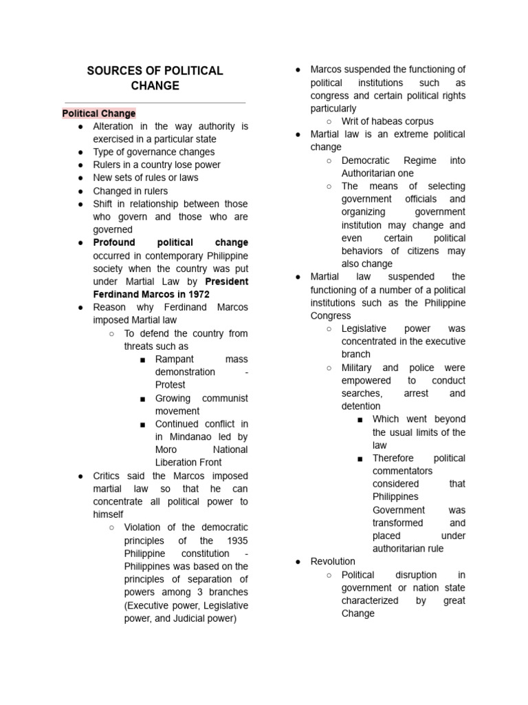 Political Change | PDF | Martial Law | Modernization Theory
