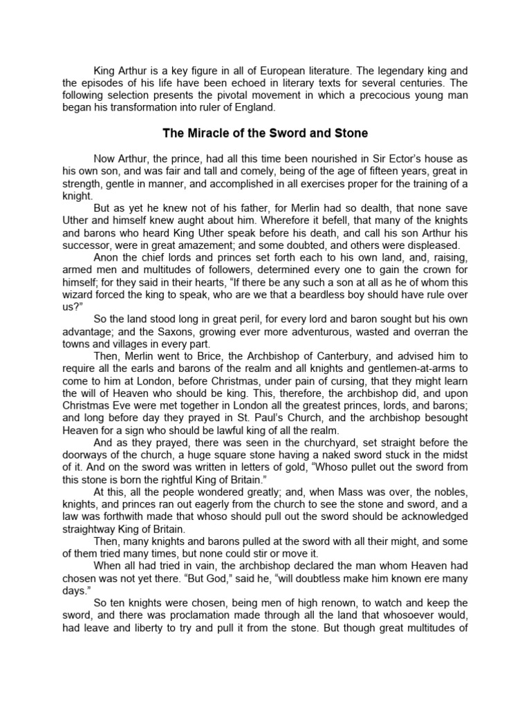 Arthur and the Sword in the Stone | PDF | Merlin