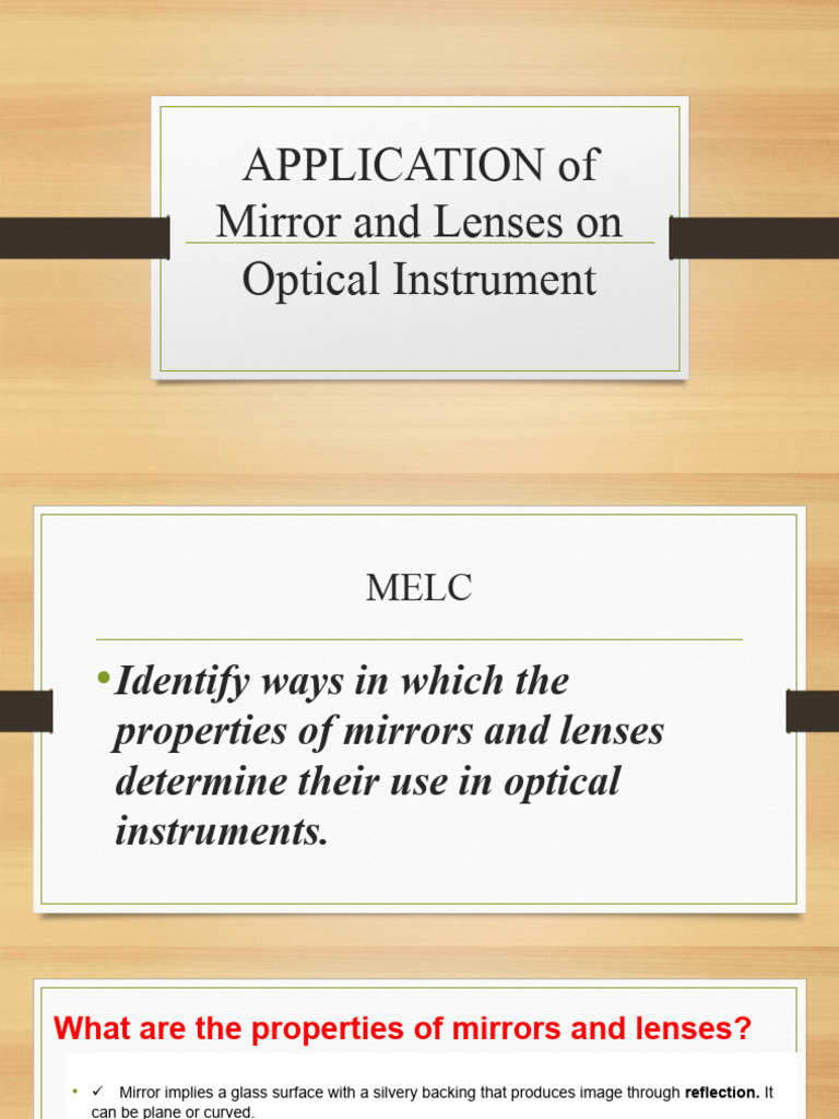 Application of Optical Instrument LeCture | PDF | Optics | Mirror