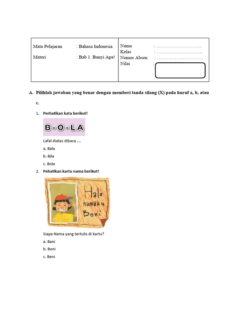 Soal Bhs Indonesia 1 | PDF