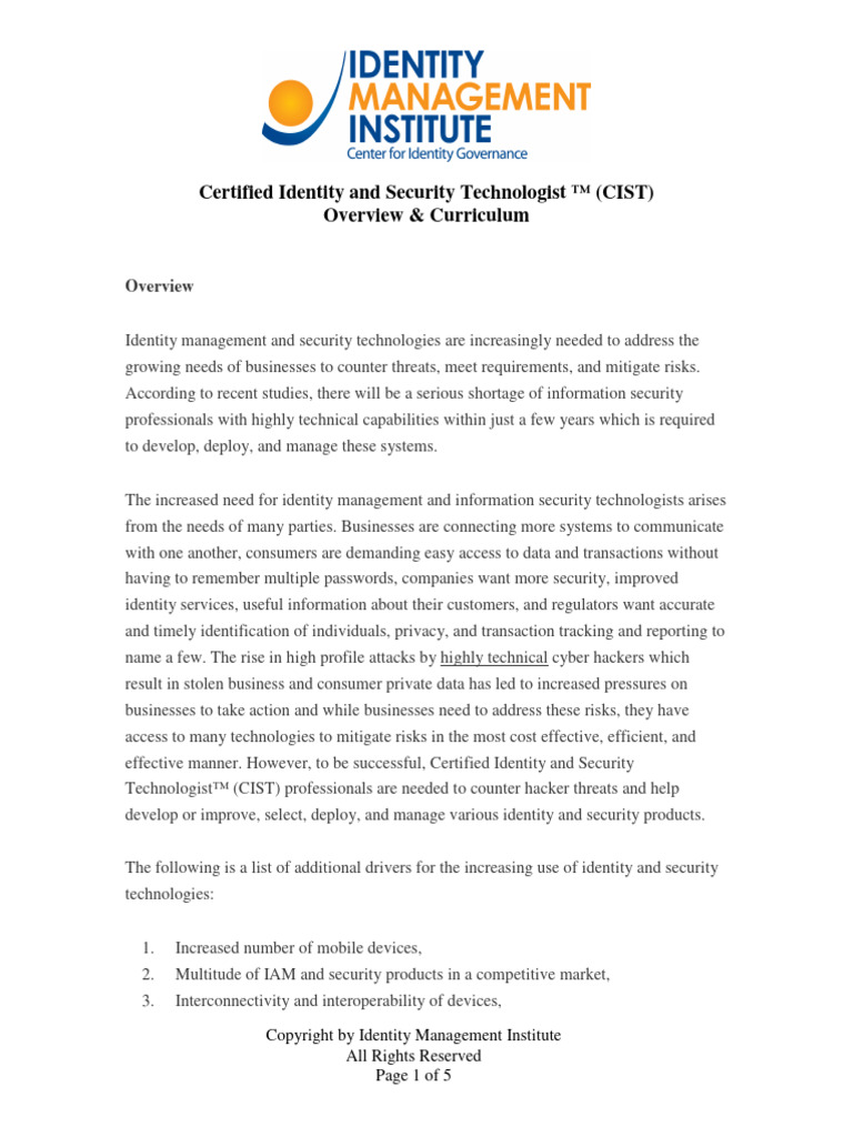 CIST Program Overview | PDF