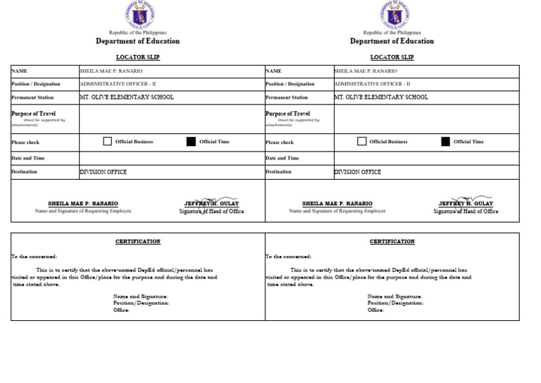 Locator Slip Revised Do43, S. 2022 | PDF | Government