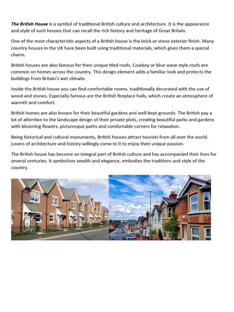 The British House Is A Symbol of Traditional British Culture and ...