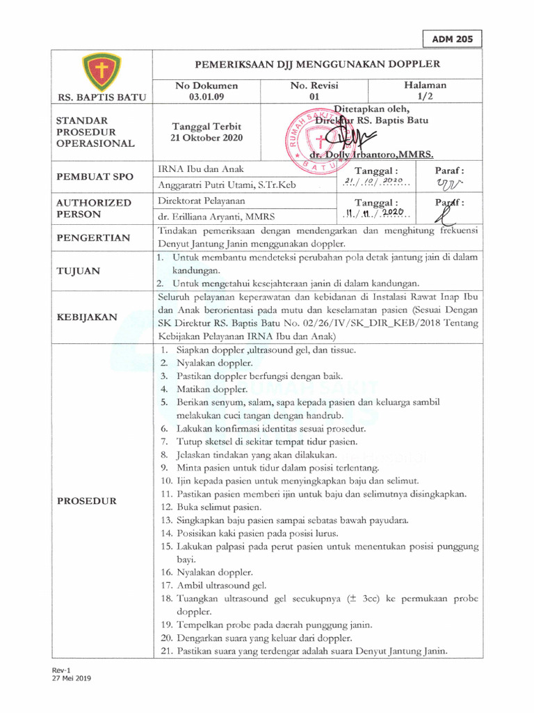 Pemeriksaan DJJ Menggunakan Doppler (2020) | PDF