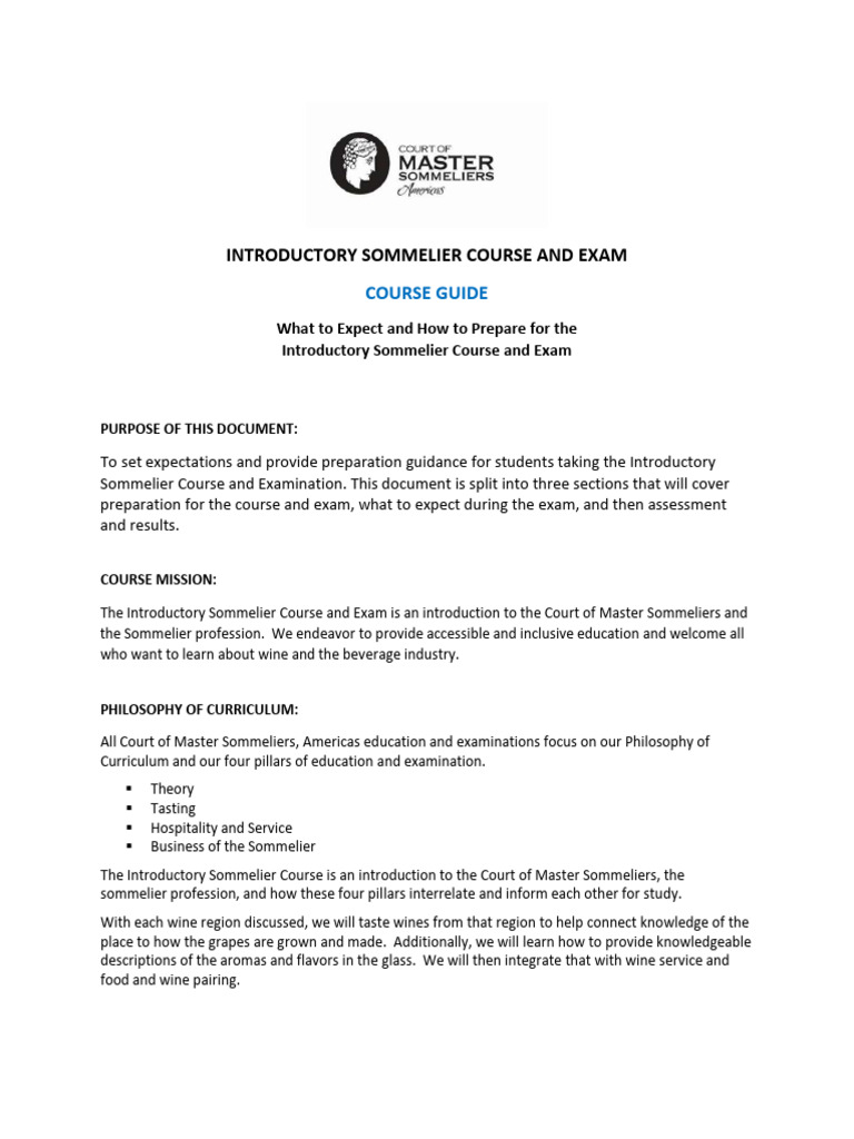 Introductory Sommelier Course Guide & What To Expect | PDF | Wine ...