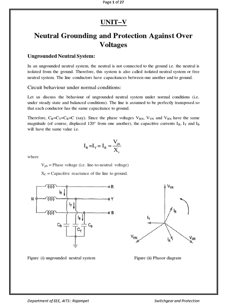 Neutral Grounding and Protection Against Over - Voltages | PDF ...