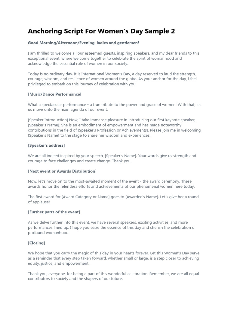 Anchoring Script For Women | PDF