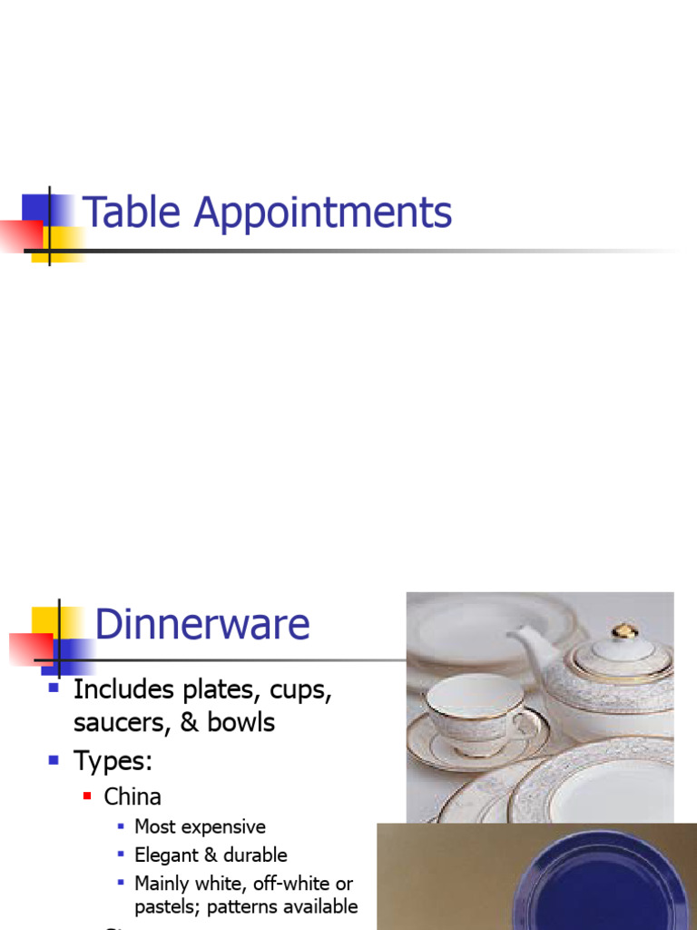 Table Appointments Lesson 4 | Download Free PDF | Tableware | Cooking
