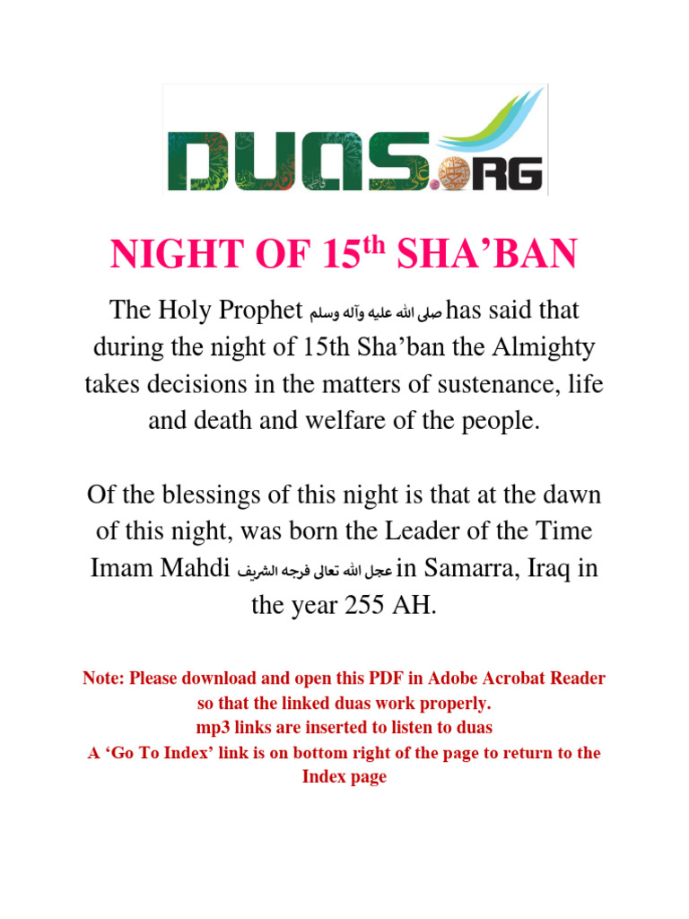 15th Shaban Night All Amaal PDF | PDF