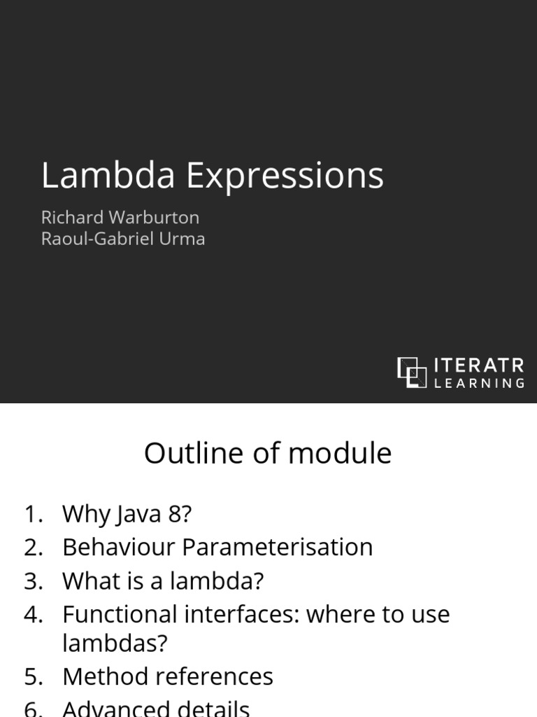 Part 1 Lambda Expressions Pdf Anonymous Function Parameter Computer Programming