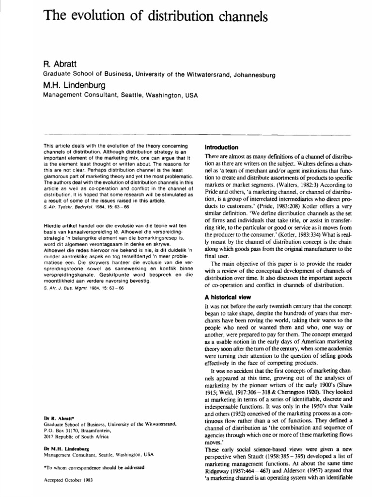 The Evolution of Distribution Channels | PDF