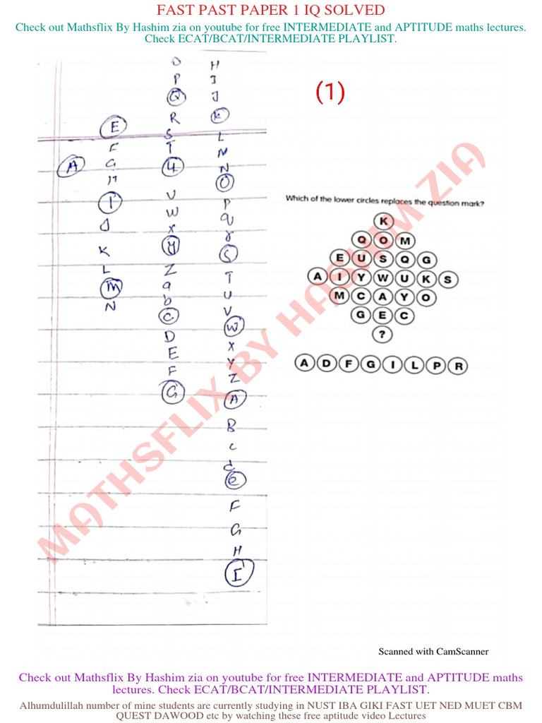 Fast Past Paper 1 IQ Solutions | PDF | You Tube
