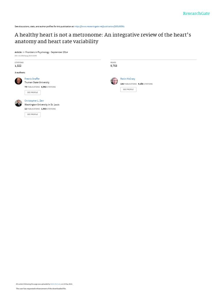 A Healthy Heart Is Not A Metronome: An Integrative Review of The Heart ...