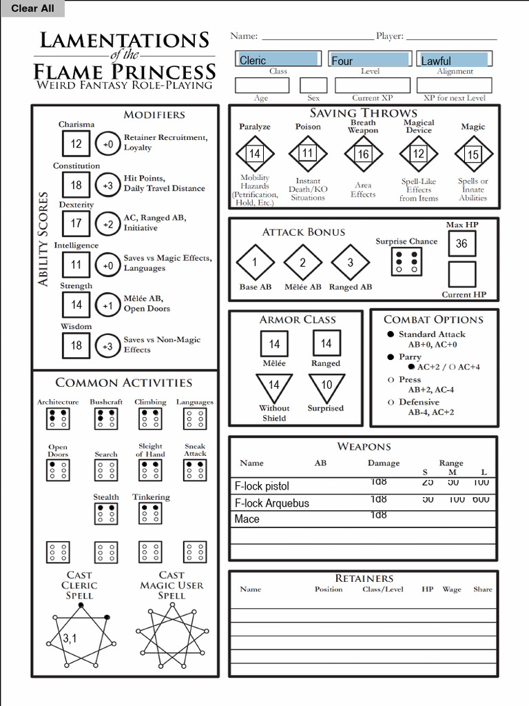 Cleric Pregen LVL 4 | PDF