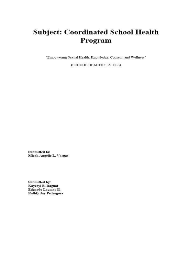 Subject: Coordinated School Health Program | PDF