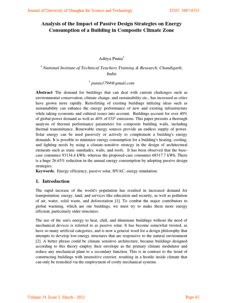 Analysis of The Impact of Passive Design Strategies On Energy ...