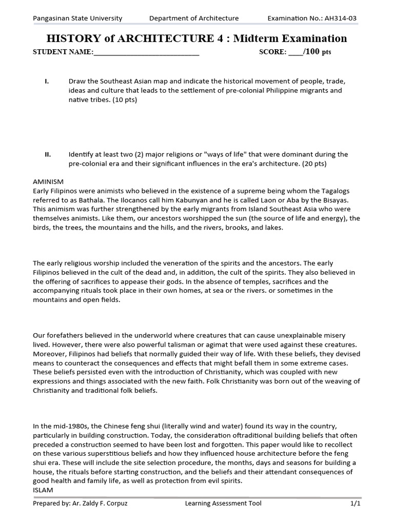 Midterm Exam - Pre-Colonial | PDF | Veneration Of The Dead | Anthropology