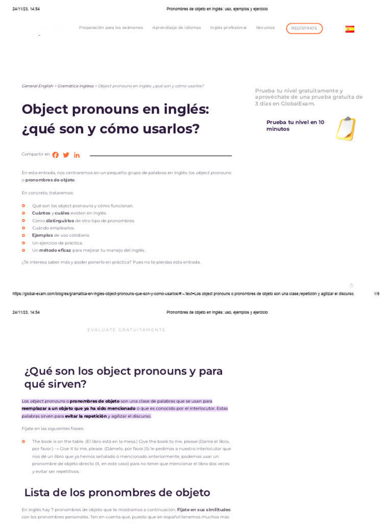 Pronombres de Objeto en Inglés - Uso, Ejemplos y Ejercicio | Descargar ... Pronombres de Objeto en Inglés - Uso, Ejemplos y Ejercicio | Descargar ...