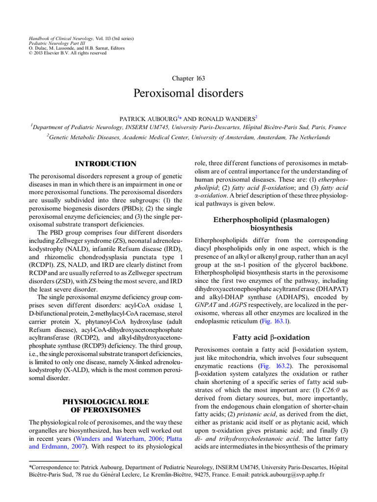 Peroxisomal Disorders | PDF | Protein Targeting | Biochemistry