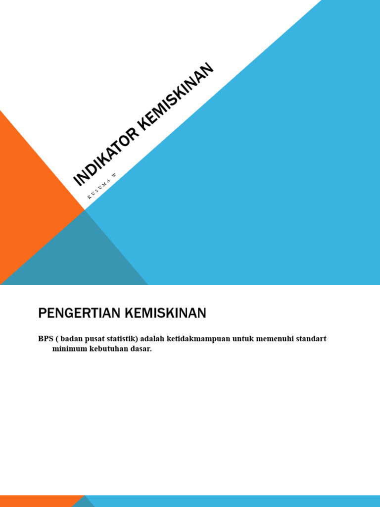Indikator Kemiskinan Menurut BPS | PDF