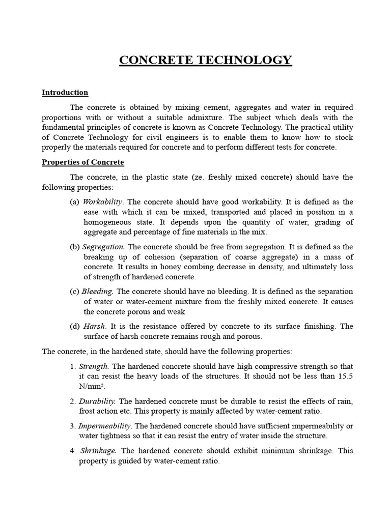 Concrete Technology | PDF | Concrete | Construction Aggregate