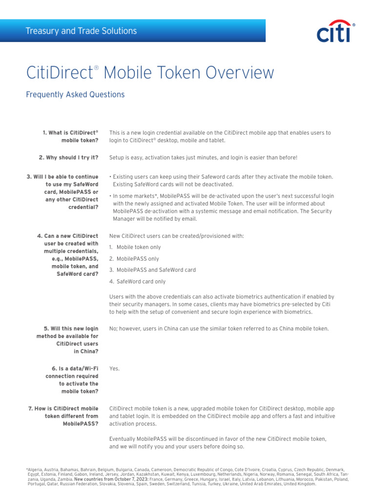 Get Started With Mobile Token FAQ | PDF | Mobile App | Login
